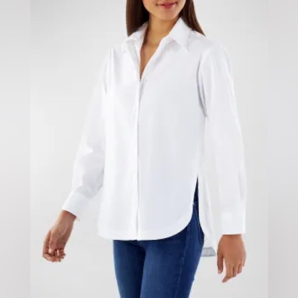 Finley | Tops | Finley Keller Silky Poplin White Button Down Shirt ...